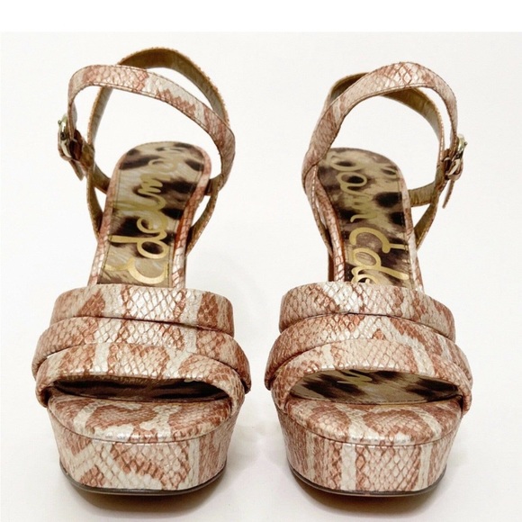 Sam Edelman | Shoes | Sam Edelman High Heels Taryn Sandals Iceshimmer Snake Skin Shoe Size 85 ...